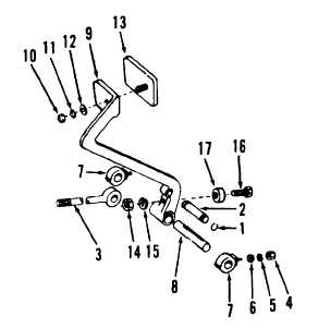 Figure 6-3. Brake pedal assembly and related parts, exploded view.